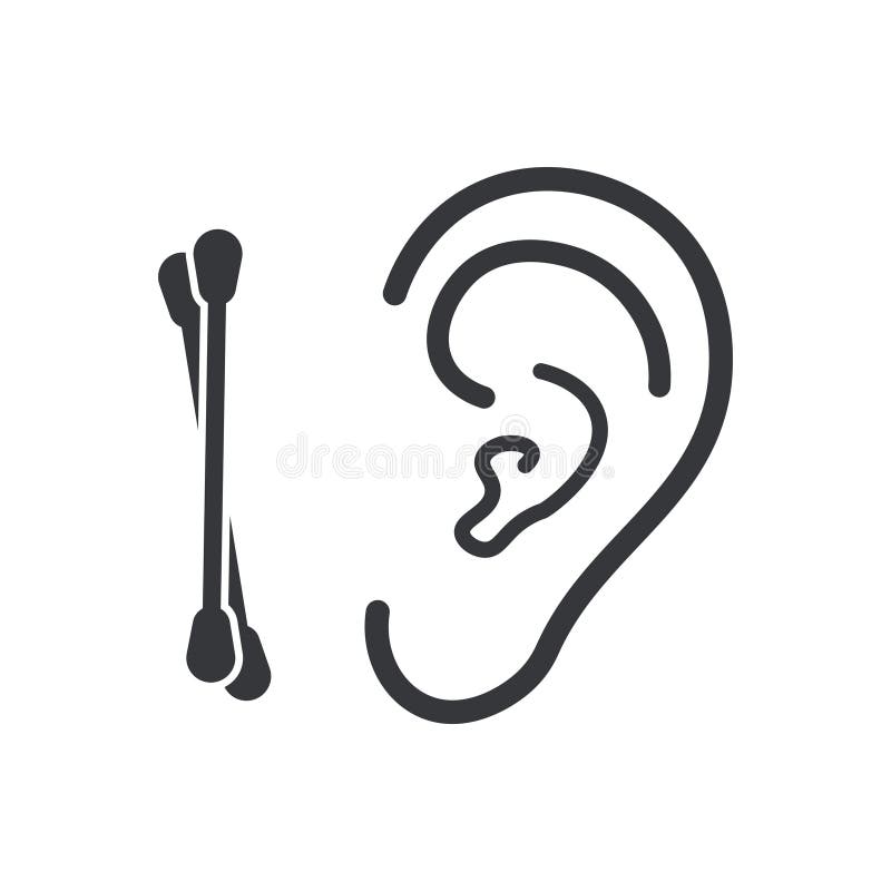 Isolated Outline Pictogram Ear and Cotton Buds for Health Graphic ...