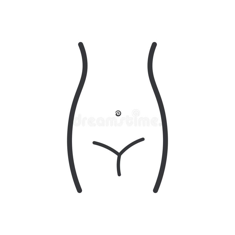 Isolated Outline Pictogram Curve Woman Body with Belly Button, Fit Girl ...