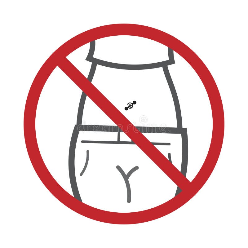 Isolated Prohibition Sign Do Not Wear Clothes, Do Not Piercing on Belly ...