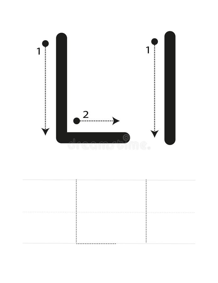Alphabet Letter L Tracing Activity Black and White Sheet Stock ...