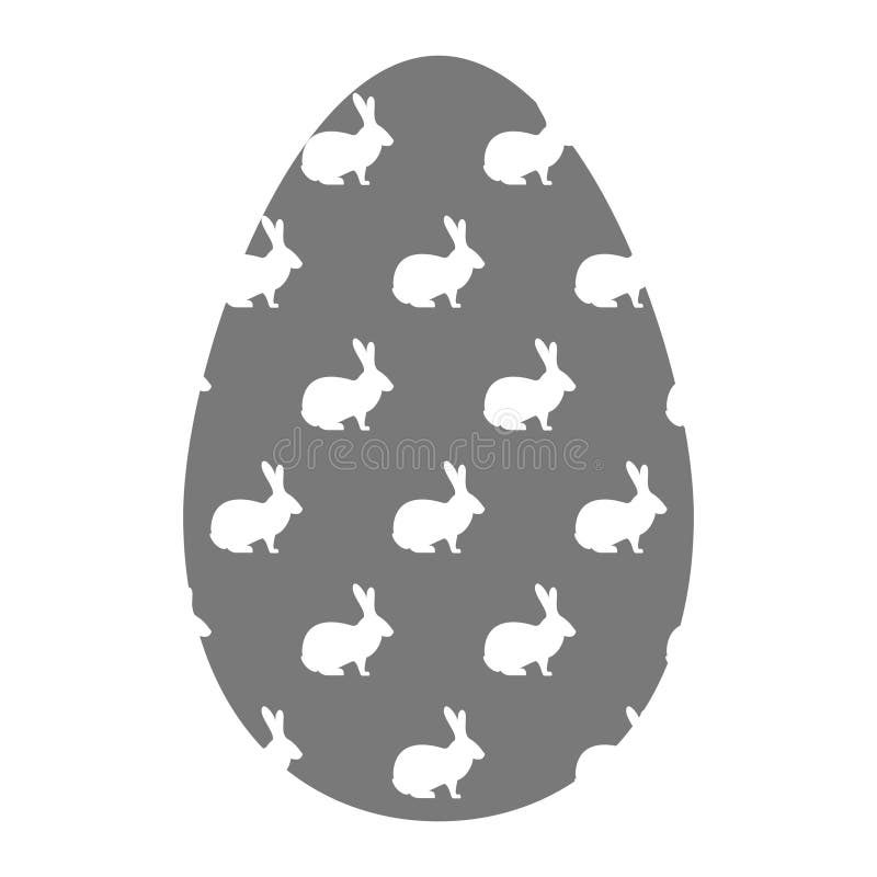 Modern Happy Easter Egg Vector with Repeating Pattern of White Bunny ...