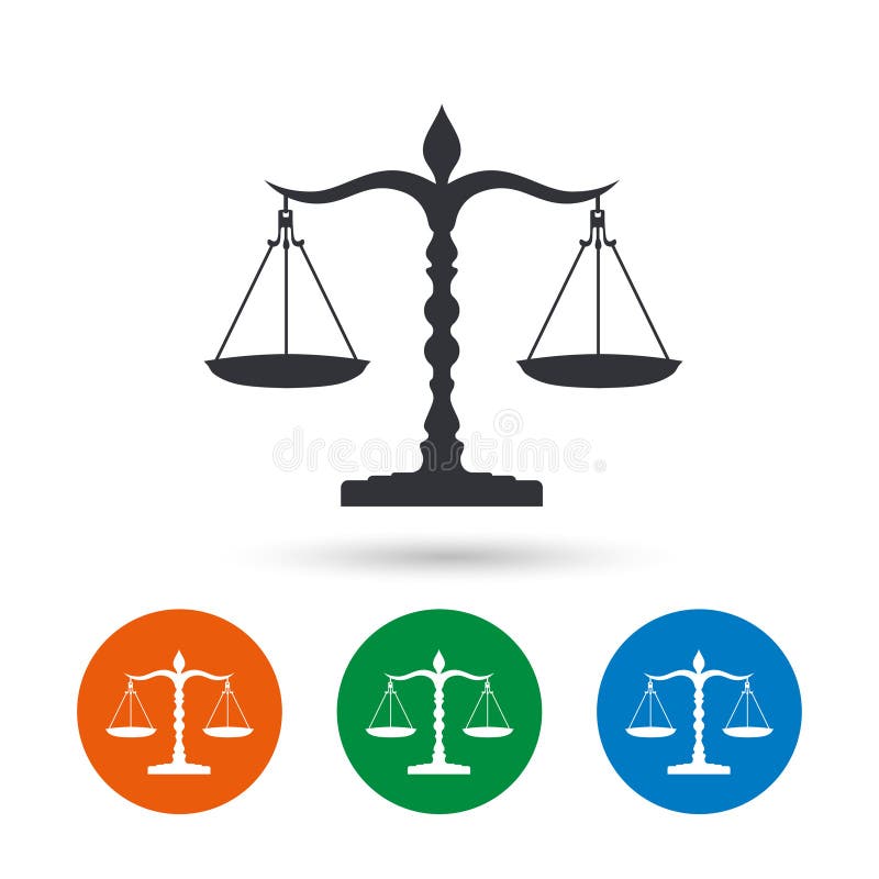 Scales of Justice Icon. Court of Law Symbol. Flat Scale Signs in ...