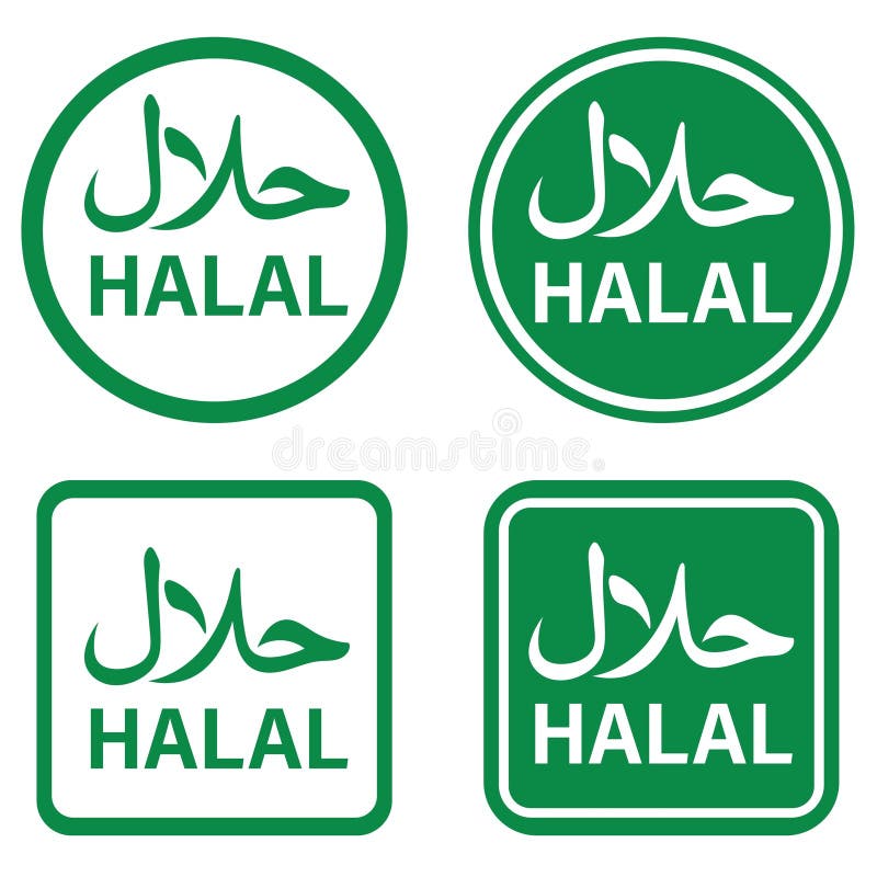 Halal Food Certified Icon. Halal Food Labels Icon Stock Vector ...