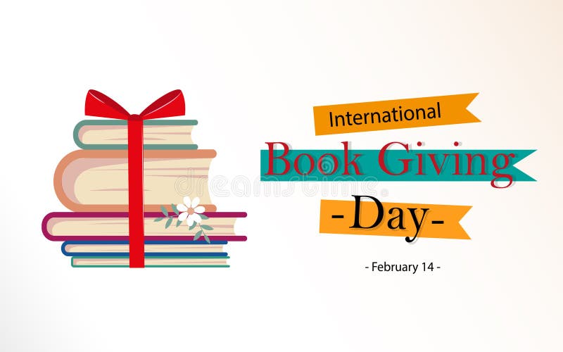 Book Giving Day Banner or Card with Books Present. Book Lovers ...