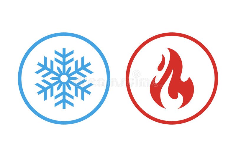 Hot and Cold Vector Icons. Fire and Ice Sign Stock Vector ...