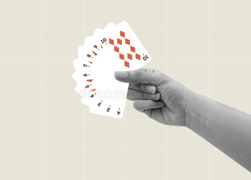 Hand Holding Sets of Diamond Suit Solitaire Playing Cards. Flat Vector ...