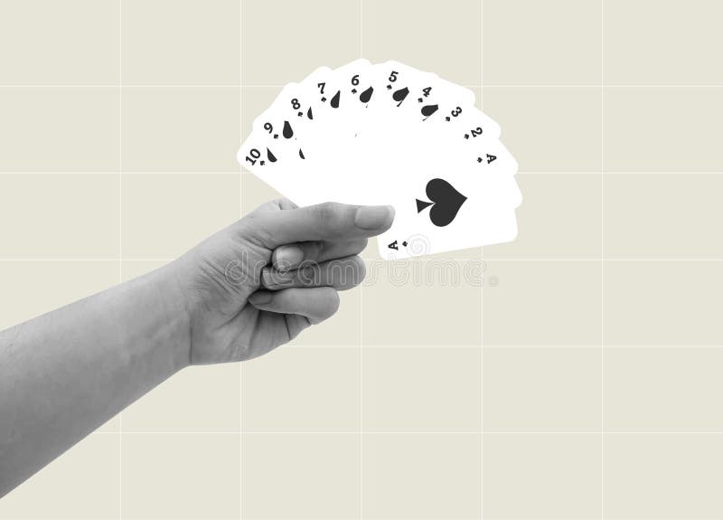 Hand Holding Sets of Spade Suit Solitaire Playing Cards Stock Image ...