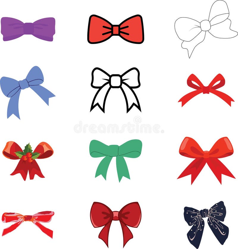 Collection of Different Color Bow Ribbon Graphic Art Stock Vector ...