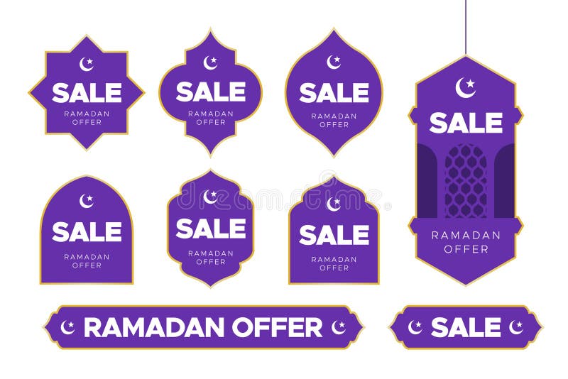 Set of Ramadan Sale Labels. Eid Offer Discount Tag Collection Stock ...