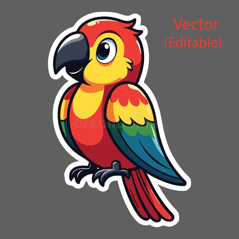Colorful Cartoon Parrot Vector Illustration. Vibrant Parrot Design with ...