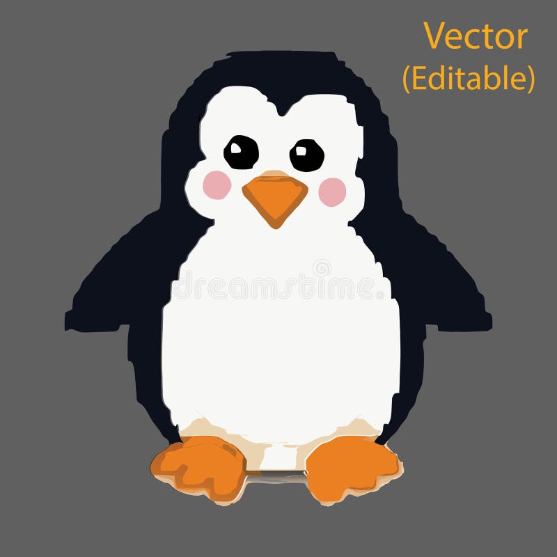 Cute Cartoon Penguin Vector Illustration. Minimalistic Penguin Design ...