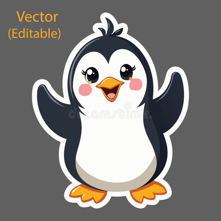 Cute Cartoon-style Penguin Illustration. Playful Penguin Design for ...