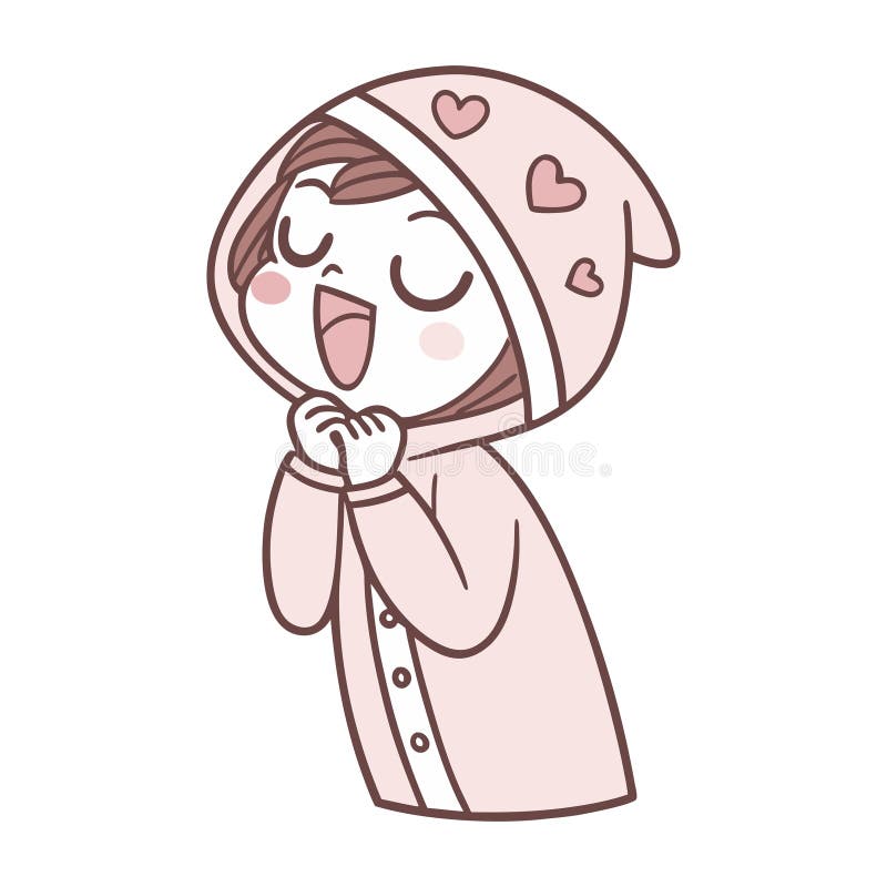 Cute Cartoon Character in a Pink Hood with a Joyful Expression. Playful ...
