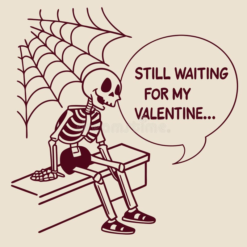 Valentine S Day Skeleton Waiting. Funny Vintage Valentine S Day ...
