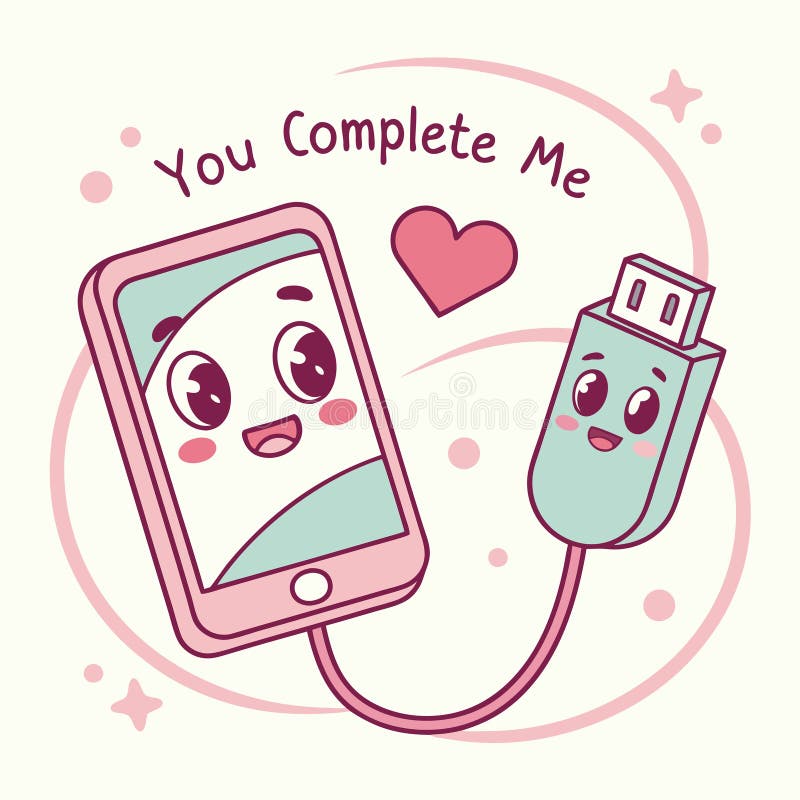 Funny Valentine S Day Tech Love Illustration. Cute Smartphone and ...
