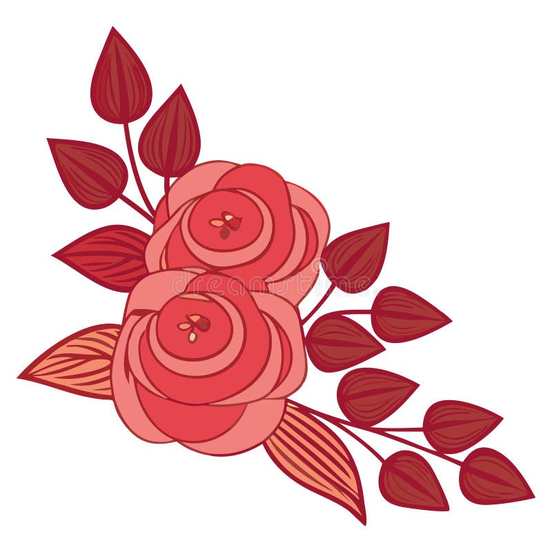 Stylized Floral Illustration with Pink and Red Roses. Modern Graphic ...