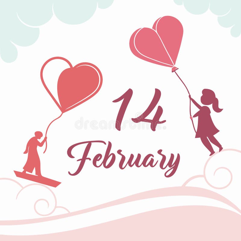 Romantic Vector Illustration of Love with Balloons. Pastel Colored ...