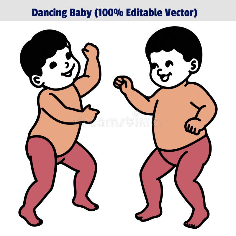 Dancing Babies Vector Illustration. Playful Dancing Babies Cartoon ...