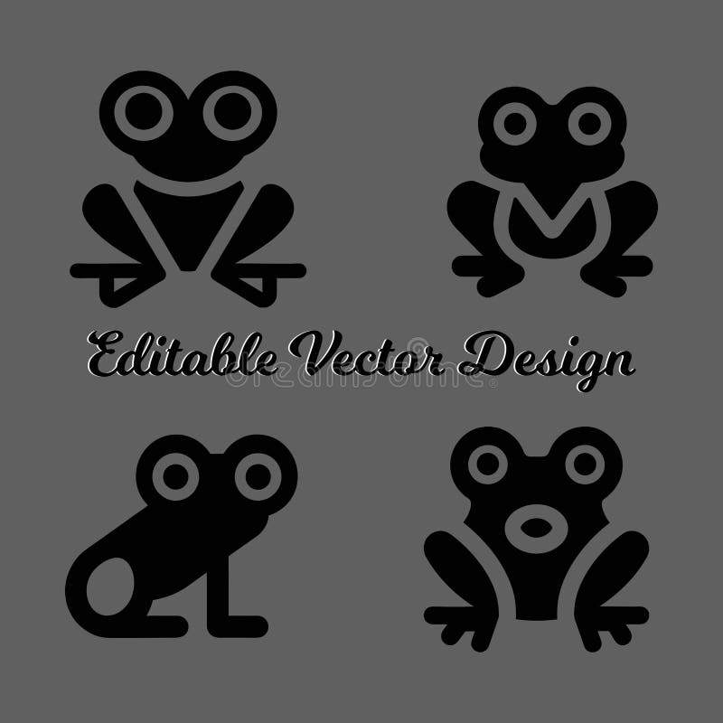 Minimalist Frog Vector Design. Abstract Geometric Frog Icons. Editable ...