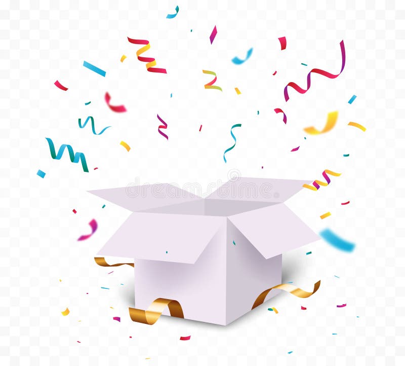 Open Gift Box with Falling Confetti. Present Box for Birthday ...