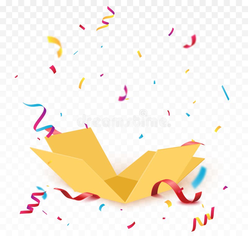 Open Gift Box with Falling Confetti. Present Box for Birthday ...