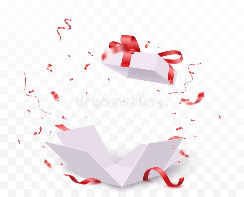 Open Gift Box with Falling Confetti. Present Box for Birthday ...