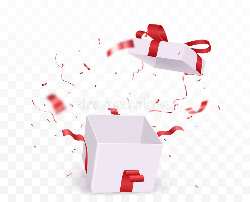 Open Gift Box with Falling Confetti. Present Box for Birthday ...