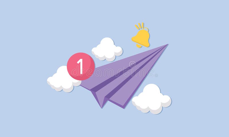 Paper Airplane with New Message Concept. Origami Plane with Bell and ...