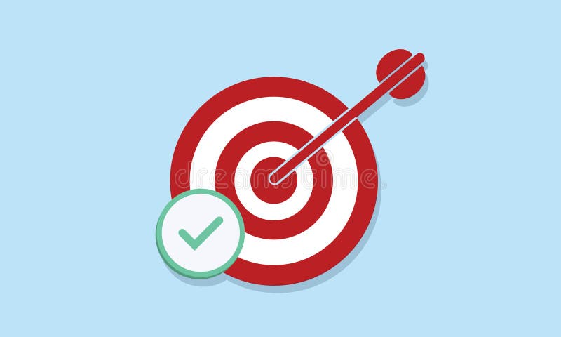 Target with Arrow Hit Center and Check Mark. Marketing Time Concept ...