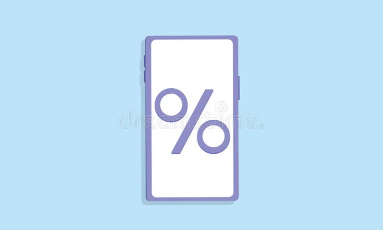 Phone with Percentage on Screen. Online Shopping Discount Concept ...