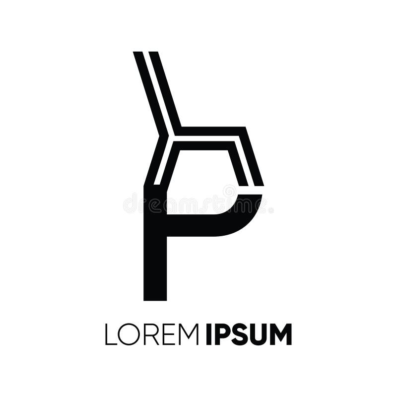 Letter P Chair Furniture Logo Design Vector Icon Symbol Graphic Image ...