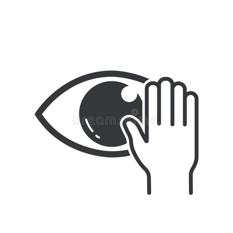 Isolated Pictogram Sign : Hand Touch Face, Finger Touching Eye for ...