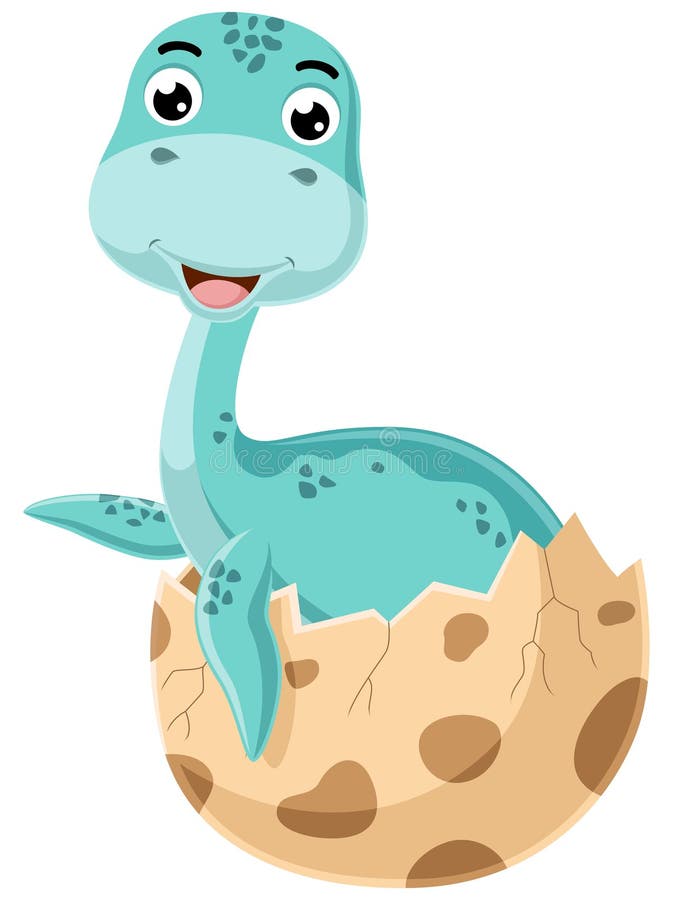 Cartoon Baby Plesiosaurus Hatching from Egg Stock Illustration ...