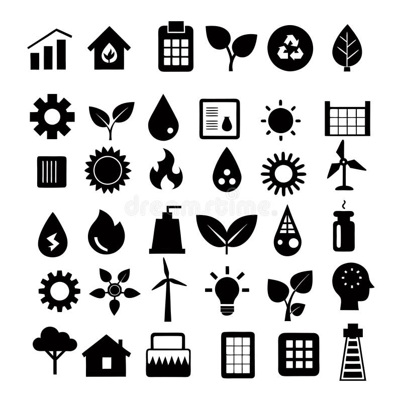 Environmental Protection Vector Icons Set Illustration. Stock Vector ...