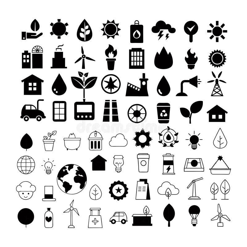 Environmental Protection Vector Icons Set Illustration. Stock Vector ...