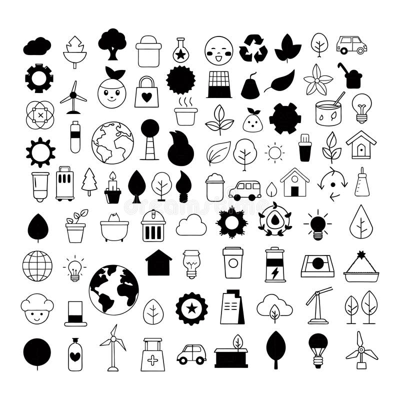 Environmental Protection Vector Icons Set Illustration. Stock Vector ...