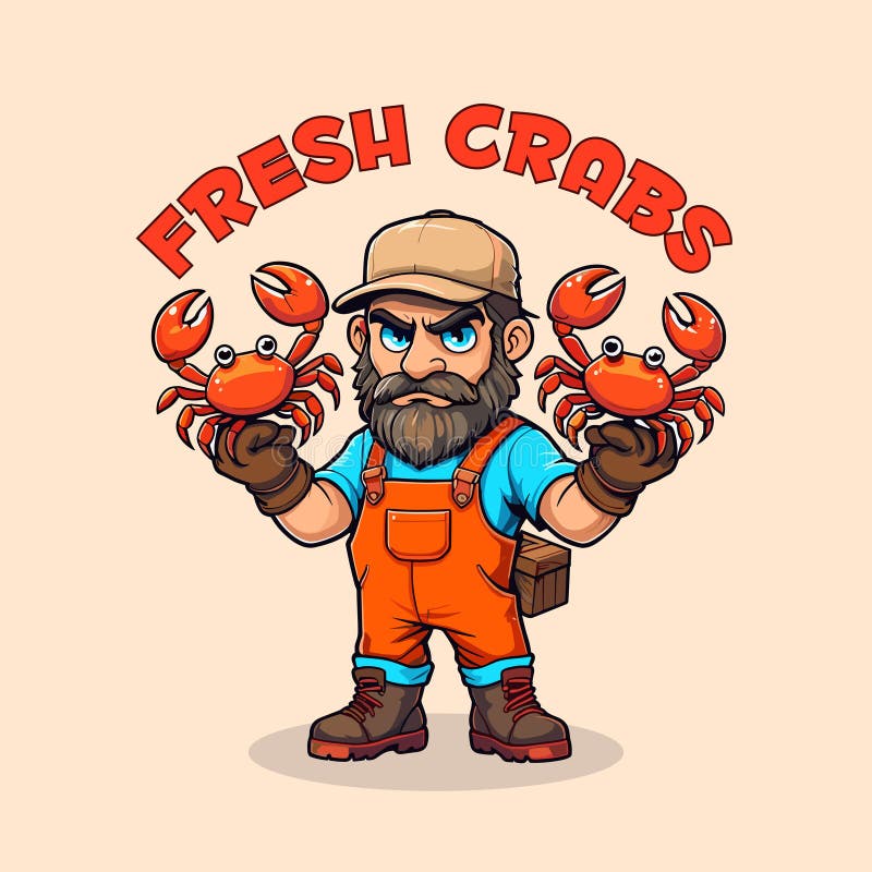 Fresh Crabs Cartoon Mascot Fisherman Logo Character Vector Stock Vector ...