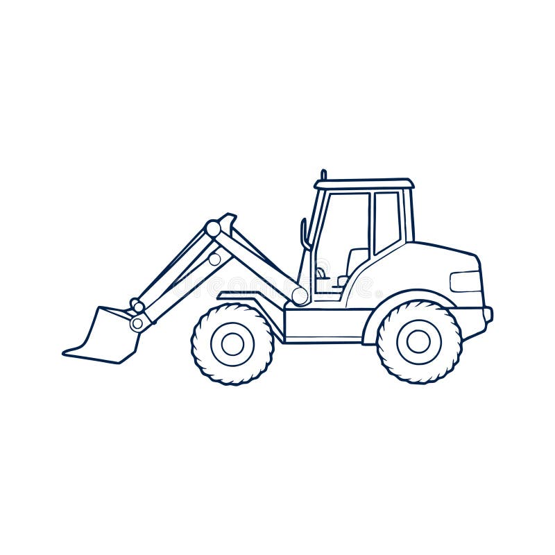 Excavator Line Art Illustration Stock Vector - Illustration of mining ...
