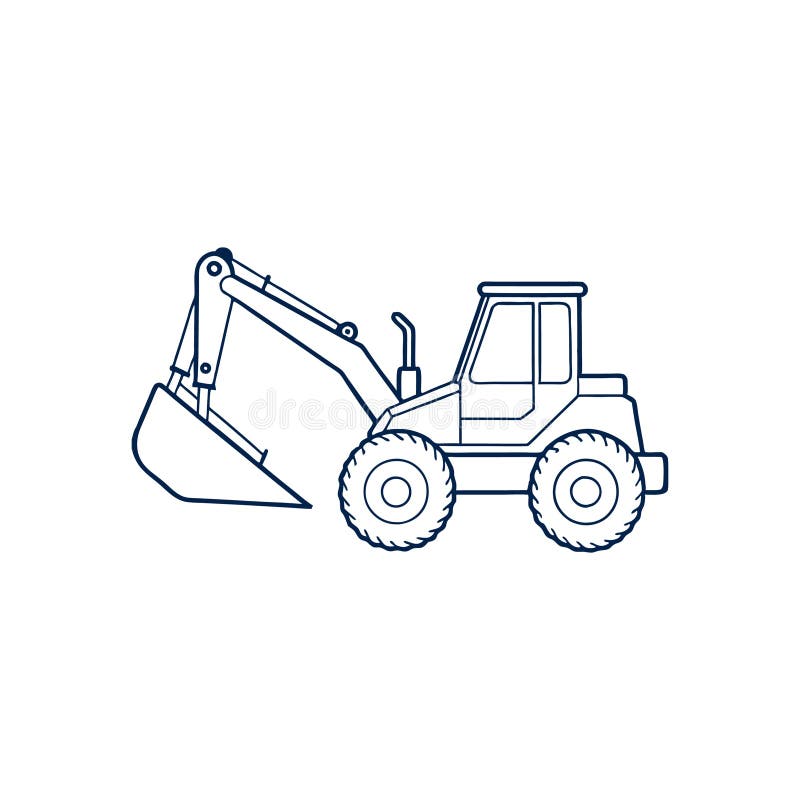 Excavator Line Art Illustration Stock Vector - Illustration of ...