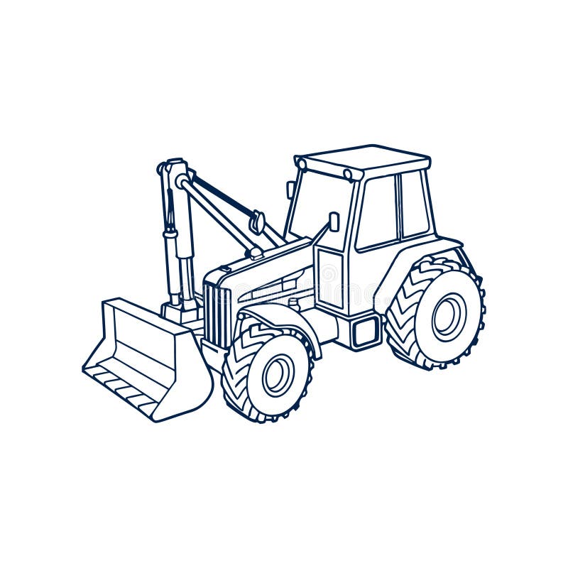 Excavator Line Art Illustration Stock Vector - Illustration of moving ...
