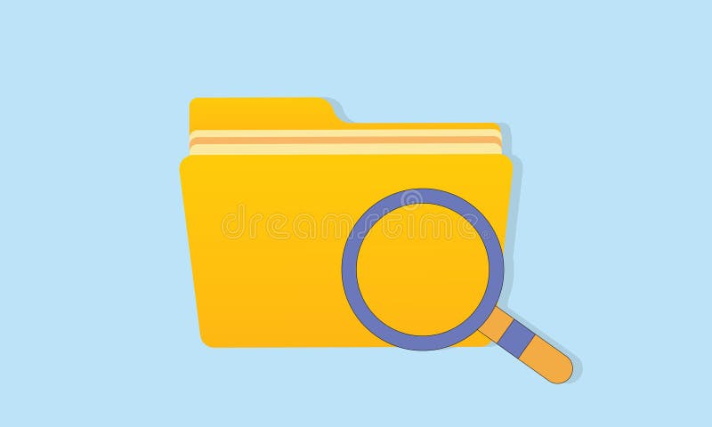 Yellow Folder with Magnifier. File Storage Concept. Search for Archival ...