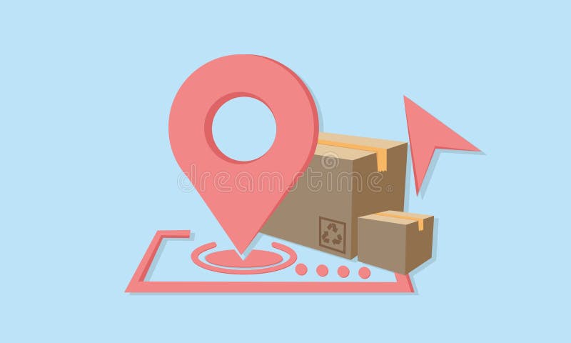 Order Tracking with Cardboard Boxes and Location Pin. Express Delivery ...