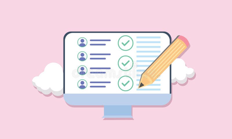 Computer with Checklist and Pen. Task Management Concept. Stock Vector ...