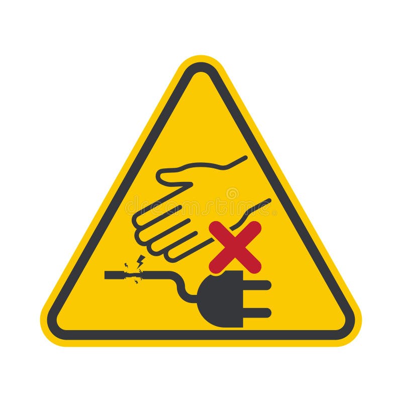 Isolated Triangle Safety Sign : Do Not Touch Peeled Wire or Damaged ...
