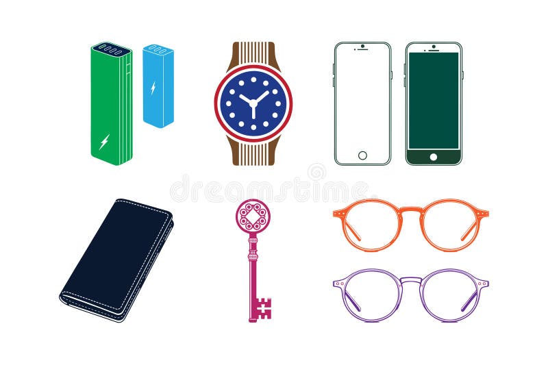 A Collection of Illustrated Items on a White Background. Stock Vector ...