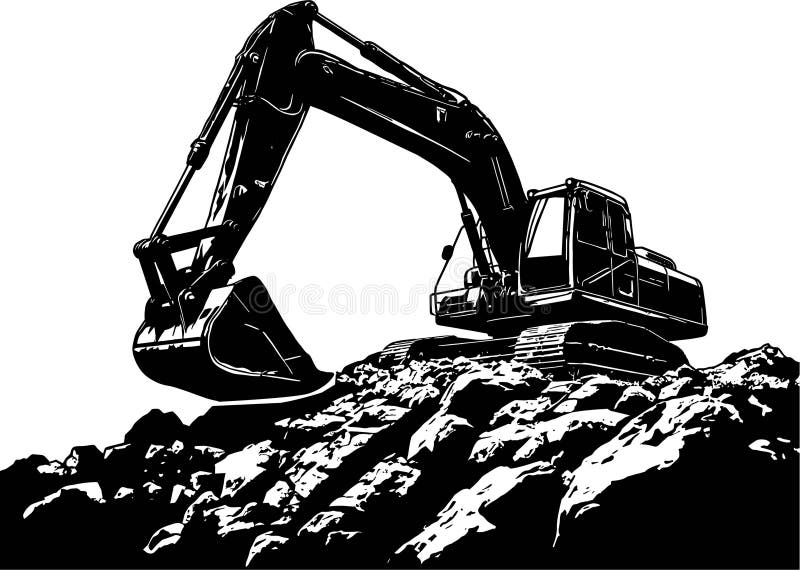 Power in Motion – the Mighty Excavator Stock Vector - Illustration of ...