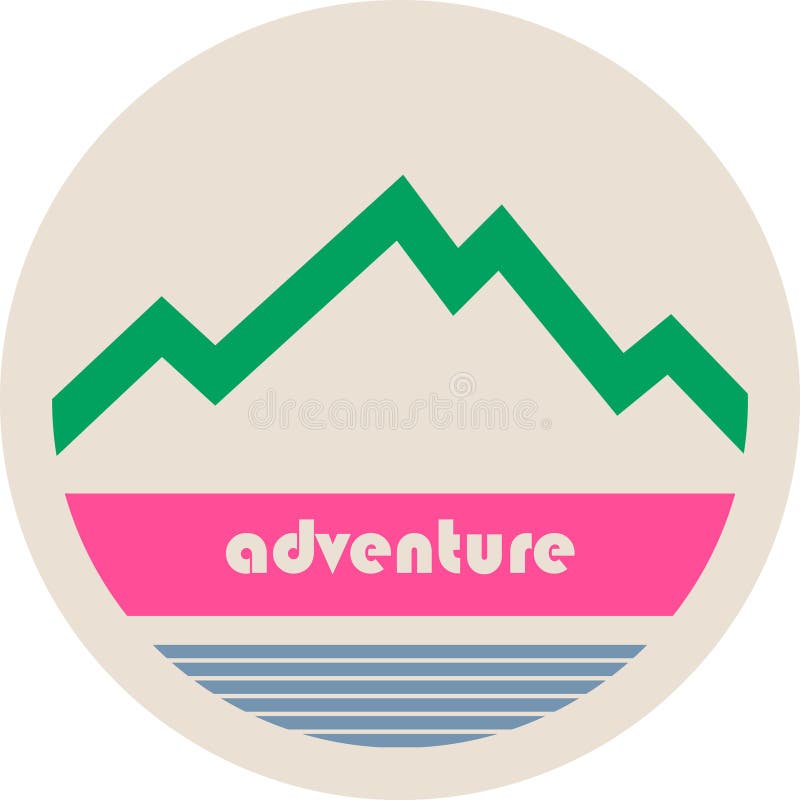 Adventure Badge with Mountain Design and Retro Aesthetic Stock Vector ...
