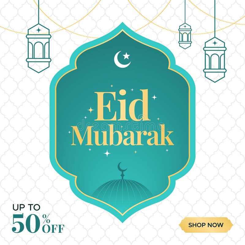 Eid Mubarak Social Media Banner Template Stock Vector - Illustration of ...