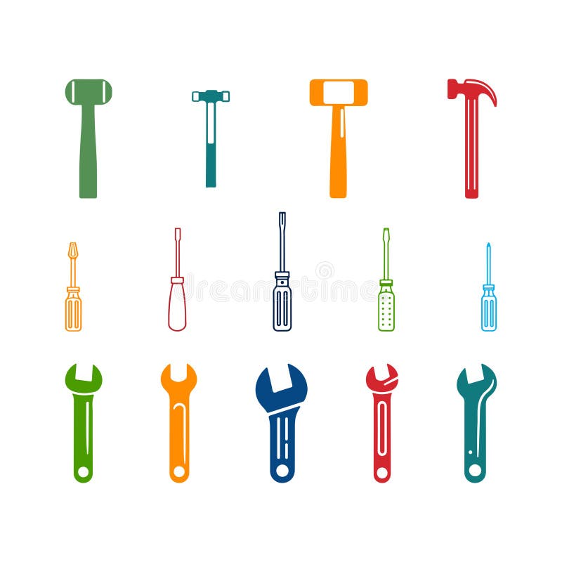 Hand Tools Icon Set for Repair and Maintenance Themes. Stock Vector ...