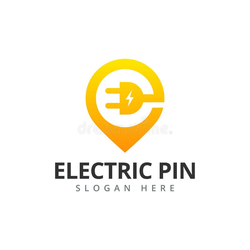 Electric Pin Logo Design Template. Stock Vector - Illustration of ...